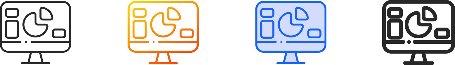 Analytics iconthin linear gradient blue stroke Vector Image