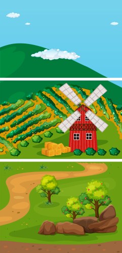 Agriculture farming landscape countryside land Vector Image