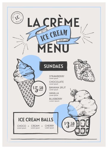 Hand drawn ice cream blackboard menu template Vector Image