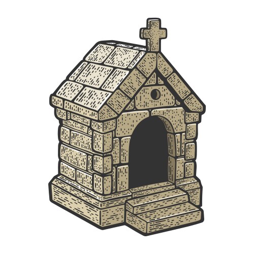 Stone burial crypt tomb sketch Royalty Free Vector Image