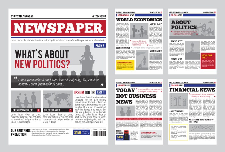 Newspaper design template Royalty Free Vector Image