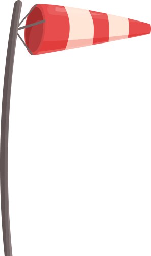 Red and white windsock showing wind direction and Vector Image