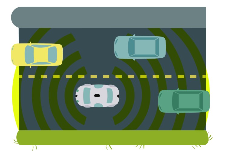 Autonomous smart car colorful poster Royalty Free Vector