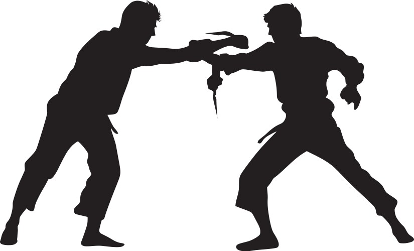 Rivalry showdown black logo of fighters Royalty Free Vector