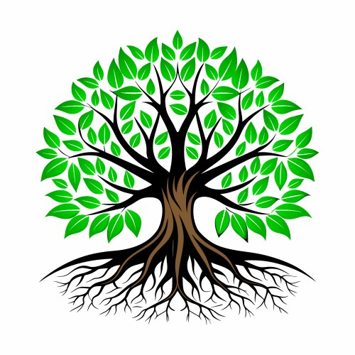 Tree with roots Royalty Free Vector Image - VectorStock