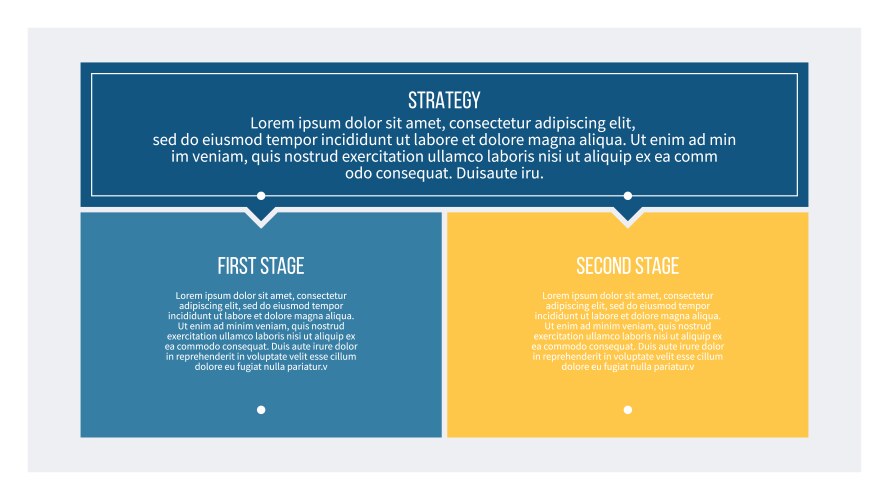 Business process chart with 2 steps options Vector Image