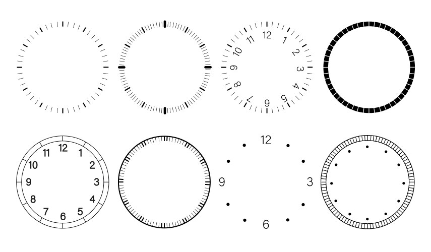 Mechanical clock template watch and timepiece Vector Image