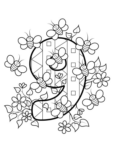 Coloring page - numbers education and fun Vector Image