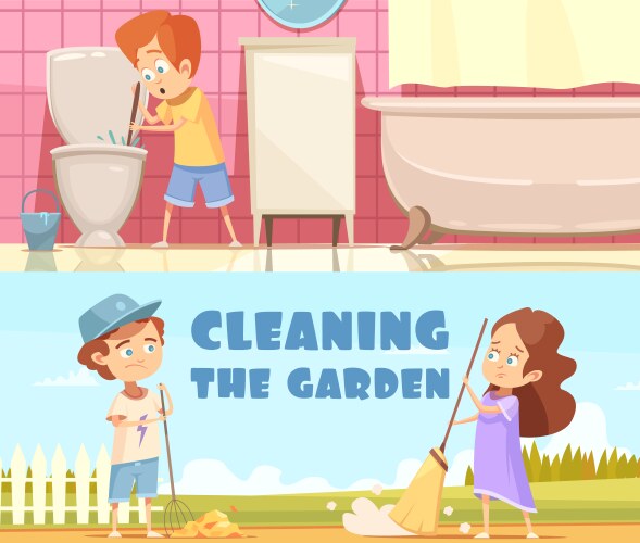 Cartoon Kid Cleaning Vector Images (over 12,000)