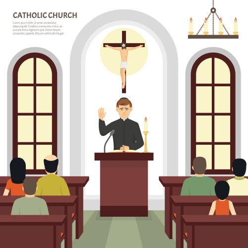 Church and priest Royalty Free Vector Image - VectorStock