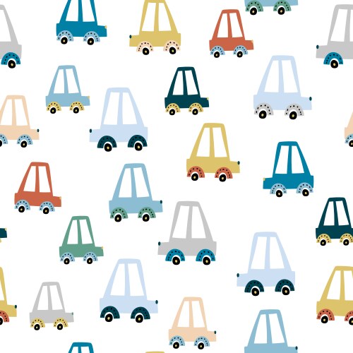 Seamless pattern with hand drawn retro racing cars