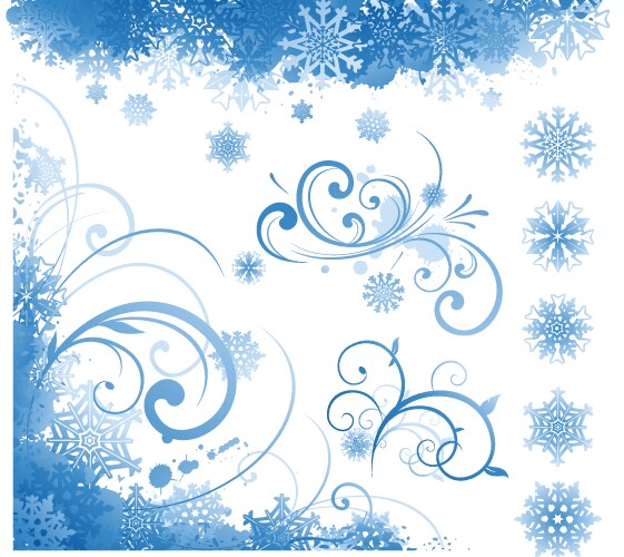 Winter landscape with blue scroll Royalty Free Vector Image