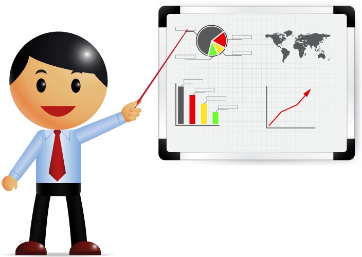 Businessman cartoon presenting Royalty Free Vector Image