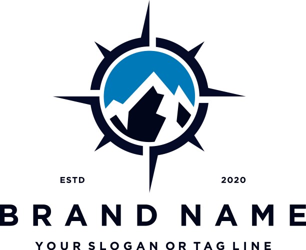 Creative mountain compass logo design concept Vector Image