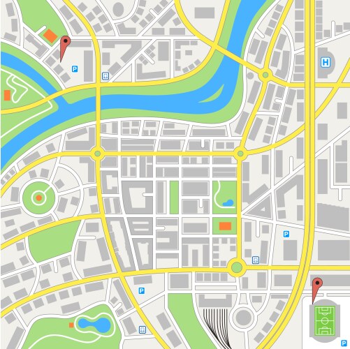 Map of a top view from the city road and trees Vector Image