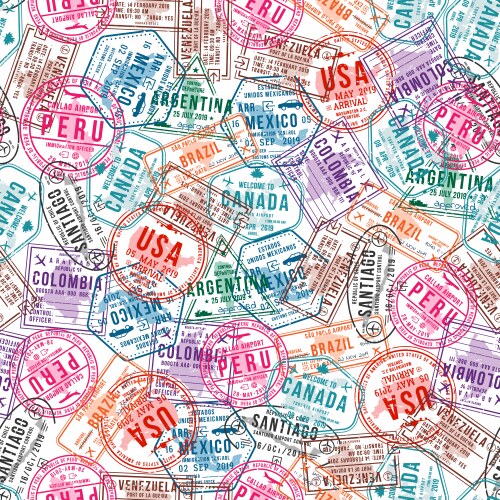 Set of visa passport stamps international Vector Image