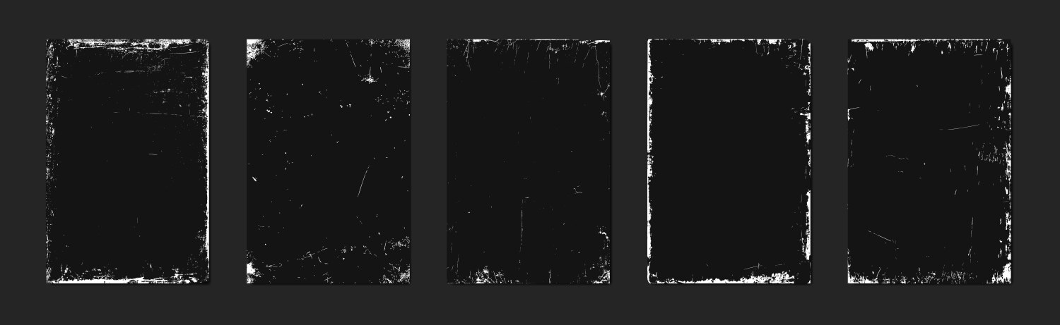 Old cinematic frame overlay texture on transparent