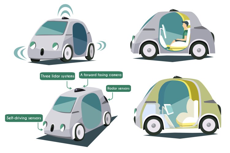 Autonomous smart car colorful poster Royalty Free Vector