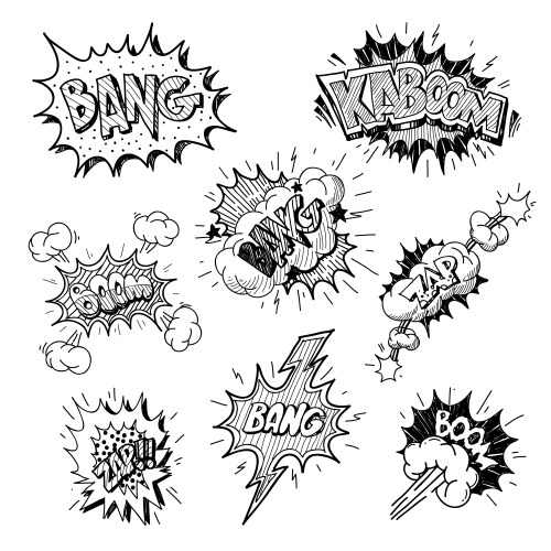 Bomb explosion comic style templates Royalty Free Vector