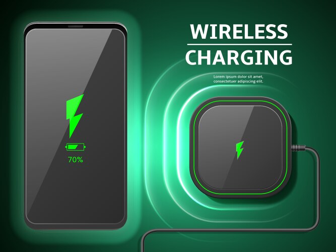 Wireless charger logo set with waves fast Vector Image