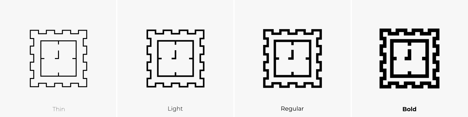 Clock icon thin light regular and bold style Vector Image