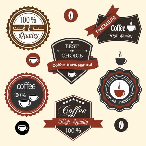 Collection of coffee labels and elements Vector Image