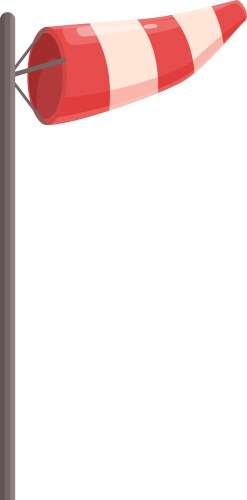 Red and white windsock showing wind direction and Vector Image