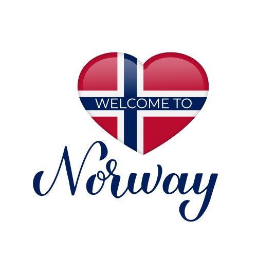 Welcome to norway calligraphy hand lettering Vector Image