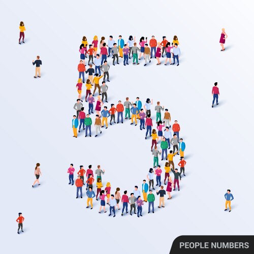 Big people crowd forming number two 2 shape Vector Image