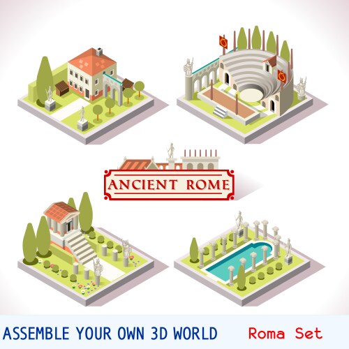 Isometric pantheon temple in roman architecture Vector Image