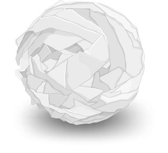 Crumpled paper ball icon realistic garbage bad Vector Image