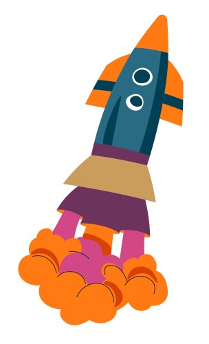 Cartoon rocket launching fire smoke space Vector Image