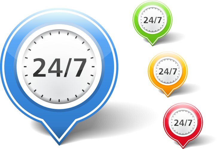 24x7 concept Royalty Free Vector Image - VectorStock