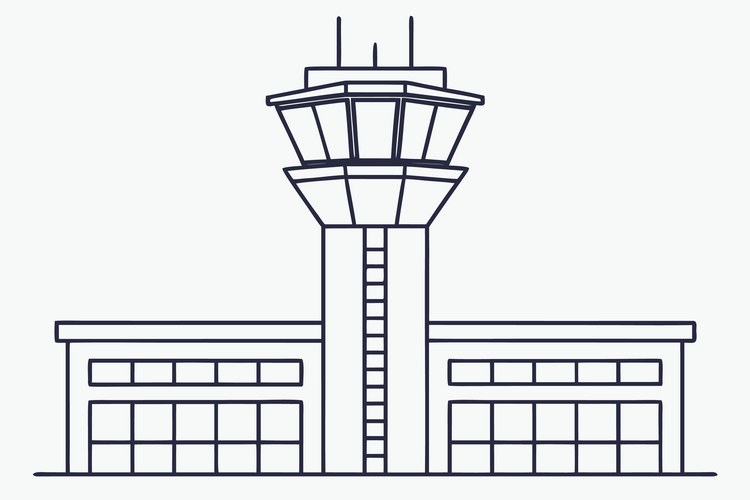 Air Traffic Control Tower Outline – Royalty-Free Vector | VectorStock