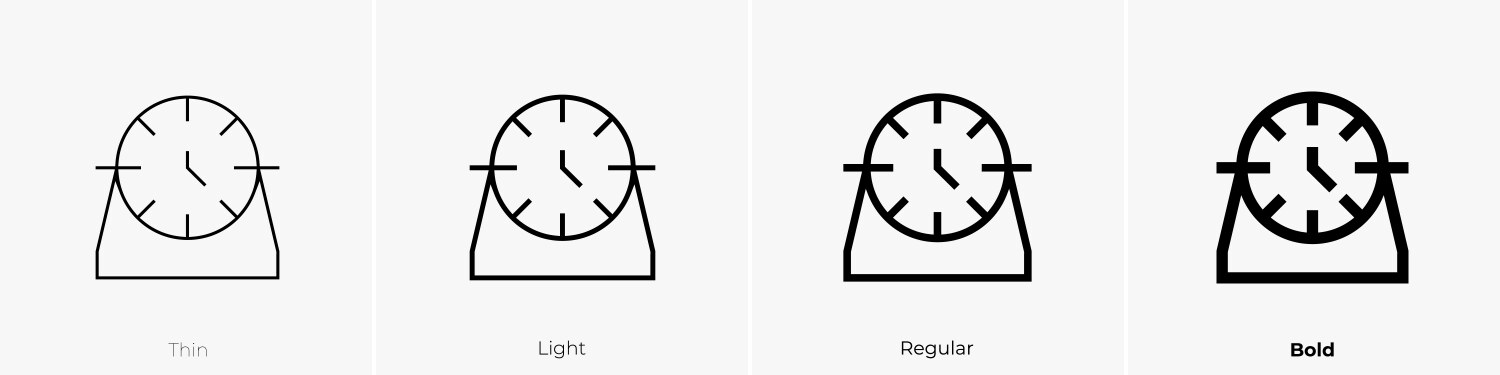 Clock icon thin light regular and bold style Vector Image