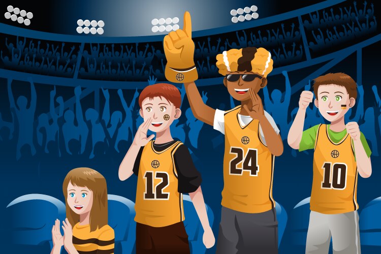 Crowd in stadium grandstand to cheering sport Vector Image