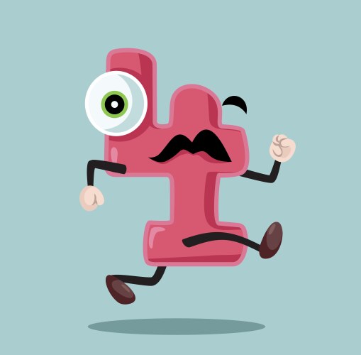 Number two character running fast cartoon Vector Image