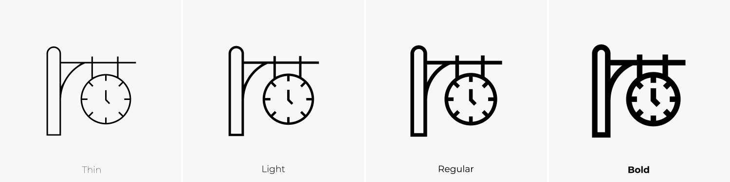 Clock icon thin light regular and bold style Vector Image