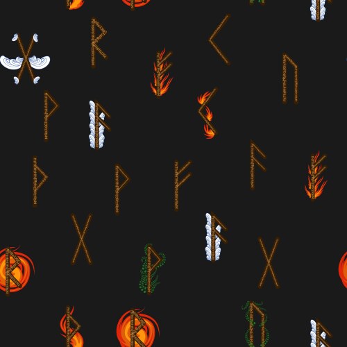 Hand drawn runic letters seamless pattern Vector Image