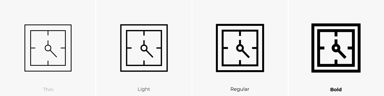 Clock icon thin light regular and bold style Vector Image