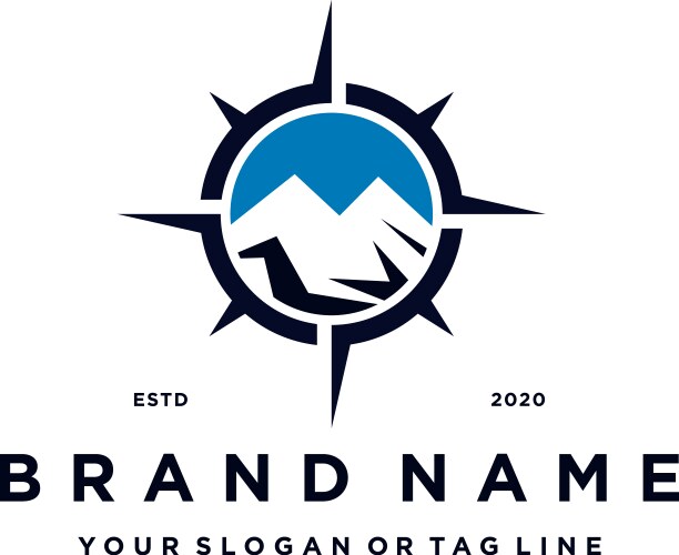 Creative mountain compass logo design concept Vector Image
