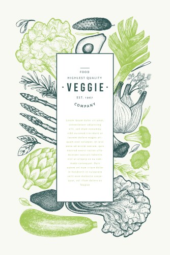 Green vegetables design template hand drawn food Vector Image