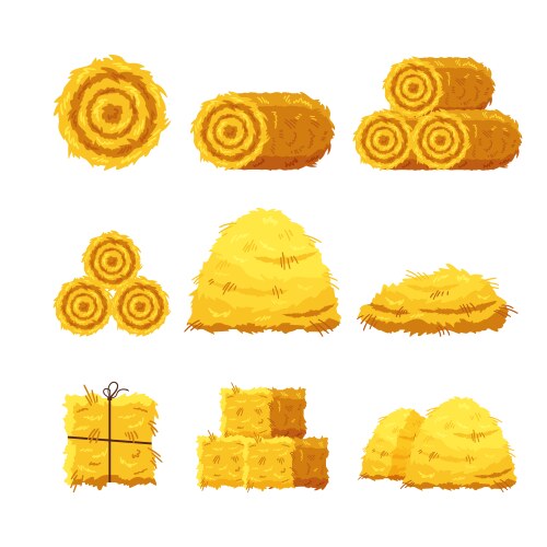 Farm Hay Bale Set - Cartoon Style Royalty Free Vector Image