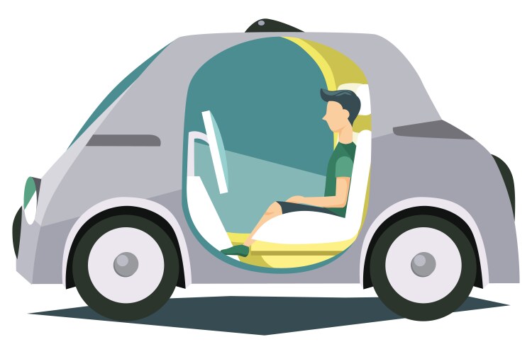 Autonomous smart car colorful poster Royalty Free Vector