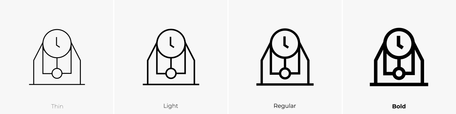 Clock icon thin light regular and bold style Vector Image
