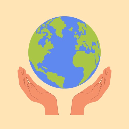 Hands holding earth globe poster banner save Vector Image