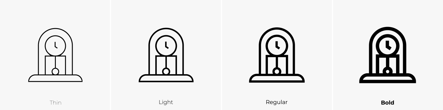 Clock icon thin light regular and bold style Vector Image