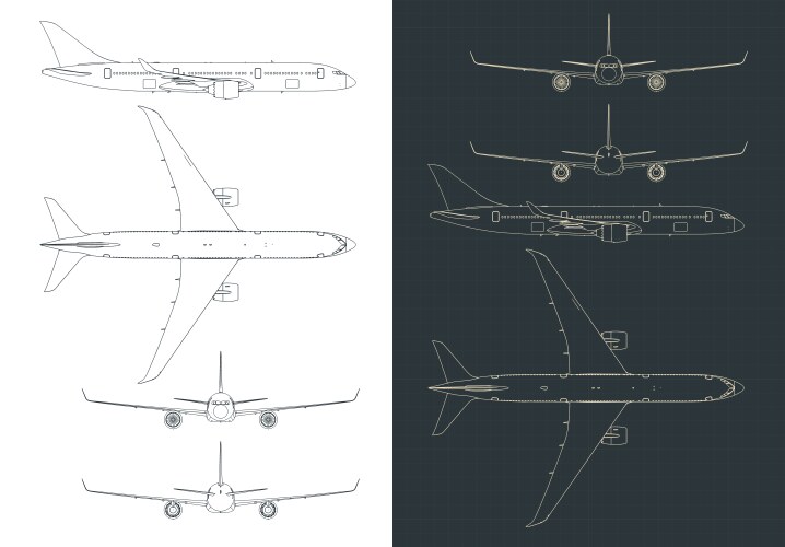 Private business jet blueprints Royalty Free Vector Image