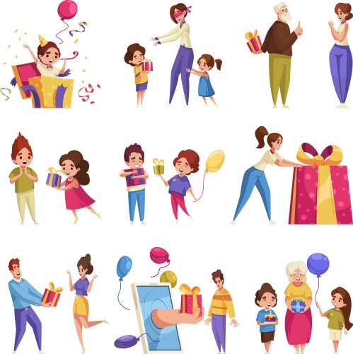 Present cartoon set Royalty Free Vector Image - VectorStock