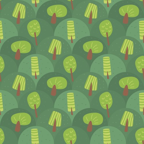 Forest landscape seamless pattern trees grainy Vector Image